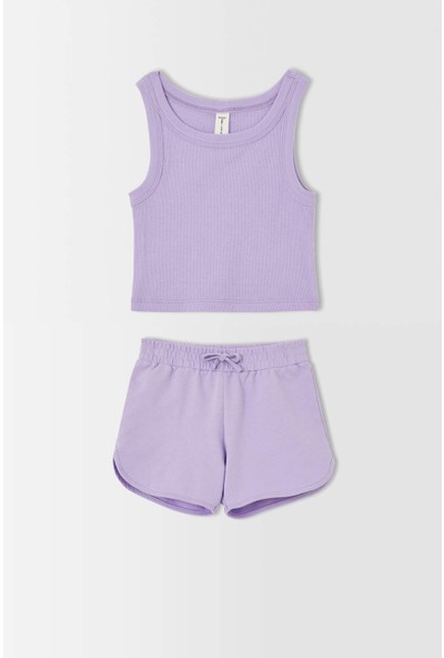 Defacto Kız Çocuk Organik Pamuklu Atlet Ve Şort Takımı V2328A621SM Defacto Kız Çocuk Organik Pamuklu Atlet Ve Şort Takımı V2328A621SM