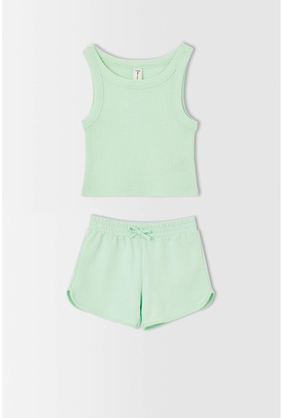 Defacto Kız Çocuk Organik Pamuklu Atlet Ve Şort Takımı V2328A621SM Defacto Kız Çocuk Organik Pamuklu Atlet Ve Şort Takımı V2328A621SM
