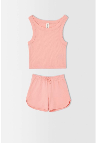 Defacto Kız Çocuk Organik Pamuklu Atlet Ve Şort Takımı V2328A621SM Defacto Kız Çocuk Organik Pamuklu Atlet Ve Şort Takımı V2328A621SM