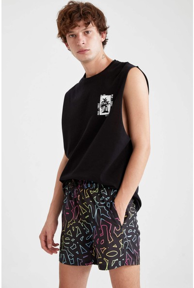 DeFacto Desenli Beli Bağcıklı Yüzme Şortu W2084AZ21HS