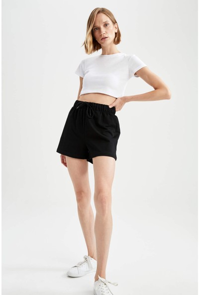 Defacto Beli Bağcıklı Relax Fit Mini Şort W3027AZ21HS