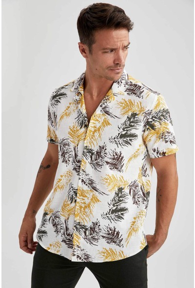 DeFacto Modern Fit Desenli Kısa Kollu Gömlek W2168AZ21HS
