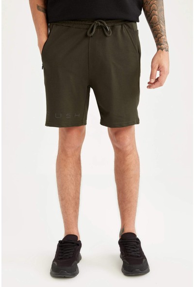 DeFacto Slim Fit Yazı Baskılı Spor Pamuklu Penye Şort W2299AZ21HS