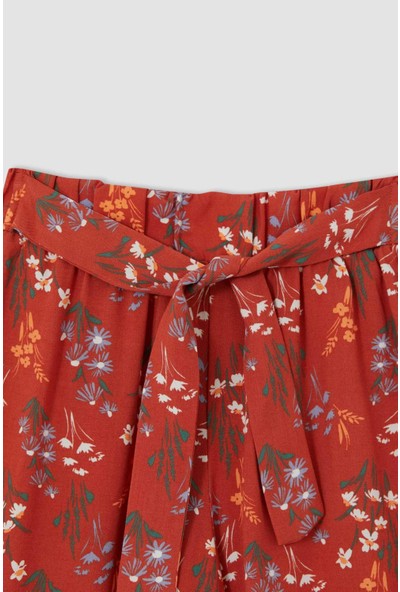 DeFacto Kız Çocuk Çiçek Desenli Culotte Pantolon