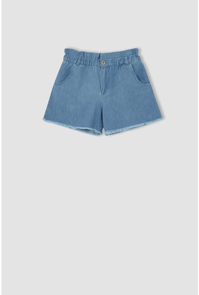 DeFacto Kız Çocuk Paperbag Esnek Belli Jean Şort T3318A621SM DeFacto Kız Çocuk Paperbag Esnek Belli Jean Şort T3318A621SM