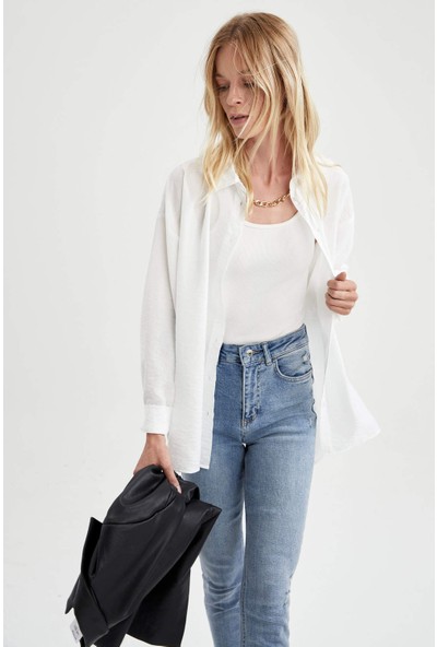 Defacto Basic Oversize Fit Gömlek Tunik W2840AZ21SM Defacto Basic Oversize Fit Gömlek Tunik W2840AZ21SM