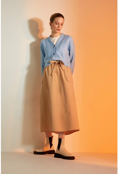 DeFacto Paperbag Midi Etek T7663AZ21SP