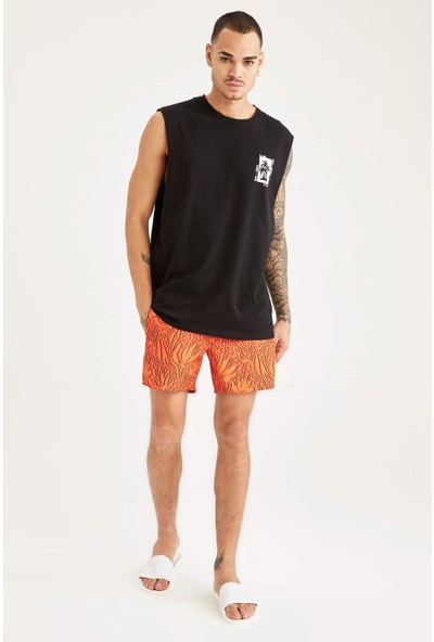 DeFacto Yaprak Desenli Kısa Yüzme Şortu W2028AZ21HS