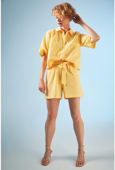 Defacto Paper Bag Yüksek Bel Kuşak Detaylı Bermuda Şort U9546AZ21HS Defacto Paper Bag Yüksek Bel Kuşak Detaylı Bermuda Şort U9546AZ21HS