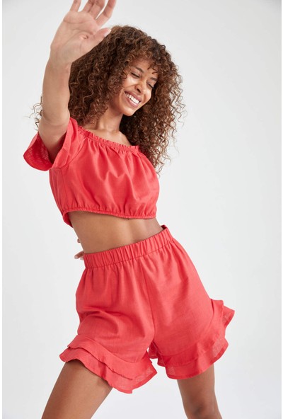 DeFacto Volan Detaylı Mini Plaj Şortu W2696AZ21HS DeFacto Volan Detaylı Mini Plaj Şortu W2696AZ21HS