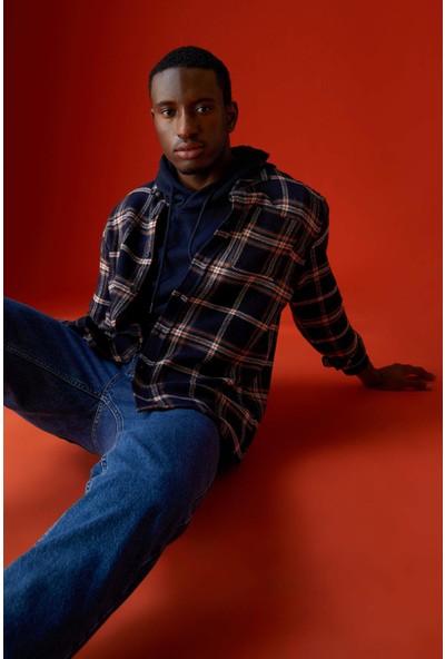 DeFacto Modern Fit Ekose Desenli Uzun Kollu Oduncu Gömlek V6158AZ21WN