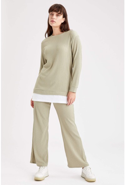 Defacto Bürümcük Kumaşlı Geniş Paça Relax Fit Pantolon V8315AZ21AU Defacto Bürümcük Kumaşlı Geniş Paça Relax Fit Pantolon V8315AZ21AU