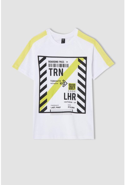 DeFacto Erkek Çocuk Defacto Fit Regular Fit Reflektör Baskılı Kısa Kollu Tişört W0736A621HS