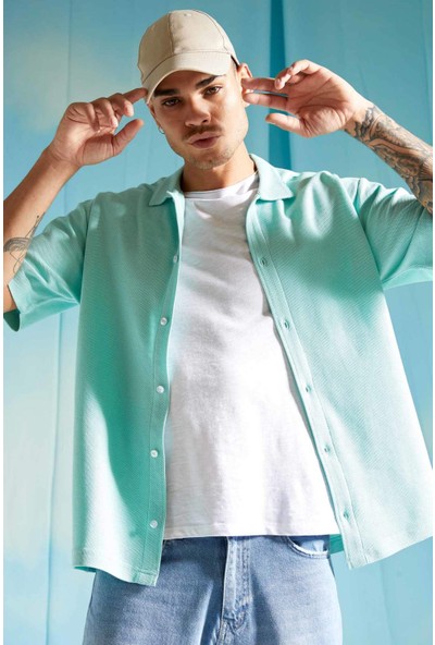 Defacto Oversize Fit Basic Kısa Kollu Gömlek W1553AZ21HS