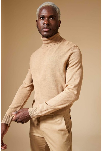 DeFacto Slim Fit Balıkçı Yaka Triko Kazak R1124Az21Wn