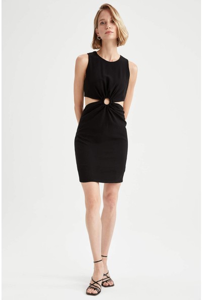 DeFacto Basic Yanları Kesik Detaylı Mini Elbise W1243AZ21HS DeFacto Basic Yanları Kesik Detaylı Mini Elbise W1243AZ21HS