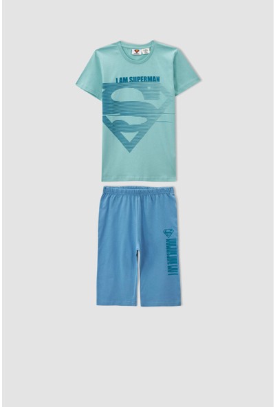 DeFacto Erkek Çocuk Süperman Lisanslı Kısa Kollu Pijama Takımı W0404A621HS