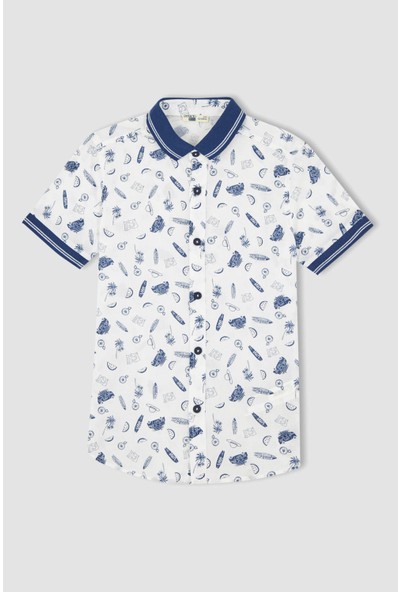 DeFacto Erkek Çocuk Regular Fit Polo Yaka Pamuklu Kısa Kollu Gömlek W1268A621HS
