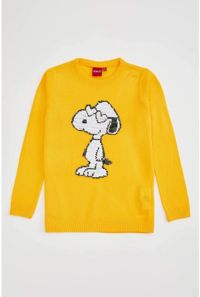 DeFacto Kız Çocuk Snoopy Lisanslı Triko Kazak N8513A620AU