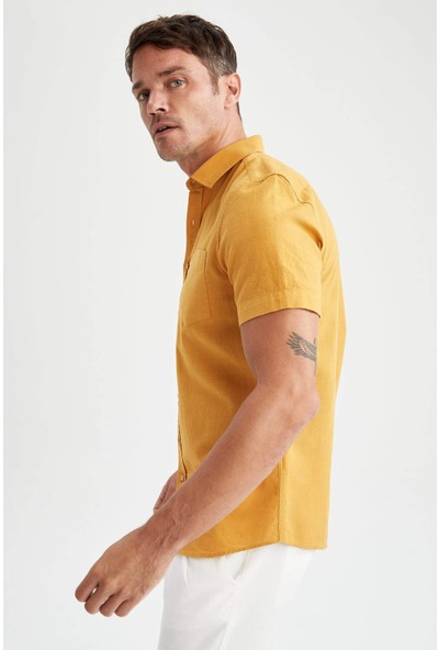 DeFacto Regular Fit Basic Kısa Kollu Gömlek W3669AZ21HS DeFacto Regular Fit Basic Kısa Kollu Gömlek W3669AZ21HS