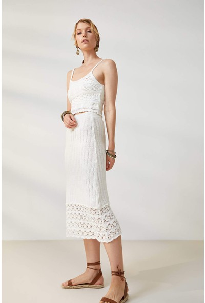 DeFacto Etek Ucu Desenli Kroşe Örgü Yazlık Etek W0028AZ21SP