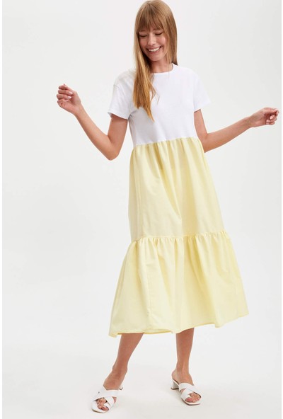 DeFacto Midi Boy Volan Detaylı Dokuma Elbise S5786AZ20AU DeFacto Midi Boy Volan Detaylı Dokuma Elbise S5786AZ20AU