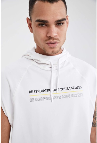 DeFacto Baskılı Slim Fit Kolsuz Spor Sweatshirt S3230AZ20AU