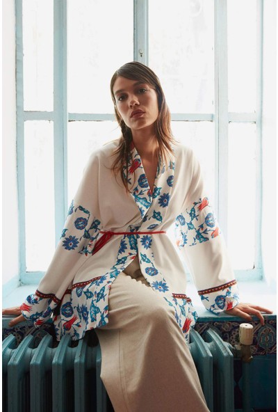 Defacto Çini Desenli Uzun Kollu Kimono S6273AZ20AU