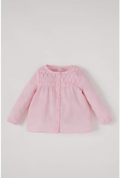 Defacto Kız Bebek Dantel Detaylı Pamuklu Gömlek U1874A221SP