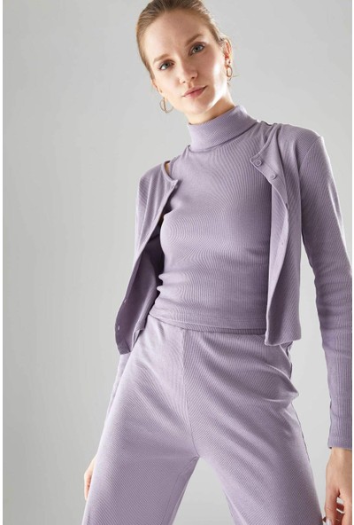 Defacto Bisiklet Yaka Düğmeli Ribana Hırka U0963AZ21SP