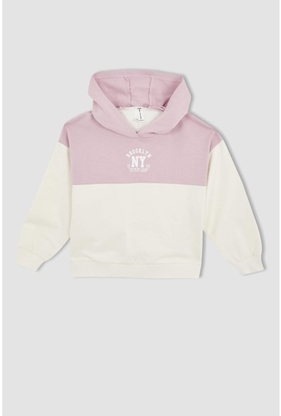 DeFacto Kız Çocuk Regular Fit Defacto Fit Baskılı Kapüşonlu Renk Bloklu Sweatshirt W0145A621WN DeFacto Kız Çocuk Regular Fit Defacto Fit Baskılı Kapüşonlu Renk Bloklu Sweatshirt W0145A621WN