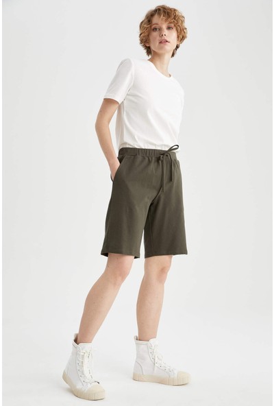 Defacto Beli Bağcıklı Relax Fit Bermuda Şort N7439AZ21SM