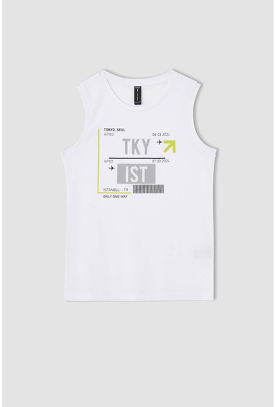 DeFacto Erkek Çocuk Defaco Fit Regular Fit Slogan Baskılı Atlet W0555A621HS