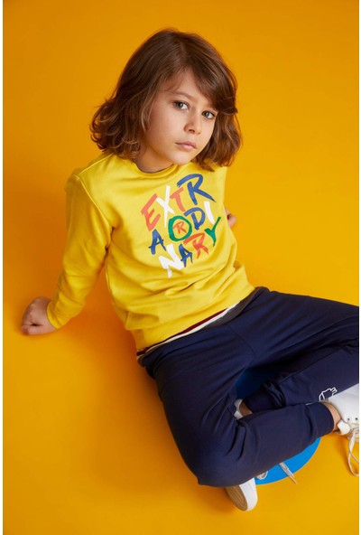 Defacto Erkek Çocuk Yazı Baskılı Sweatshirt T7691A621SP