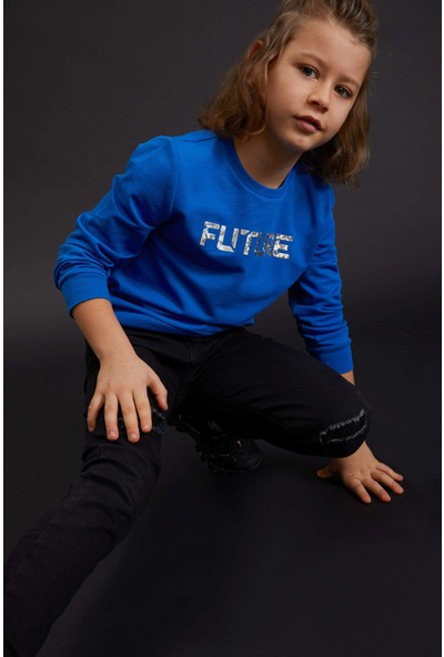 Defacto Erkek Çocuk Yazı Baskılı Sweatshirt T4482A621SP