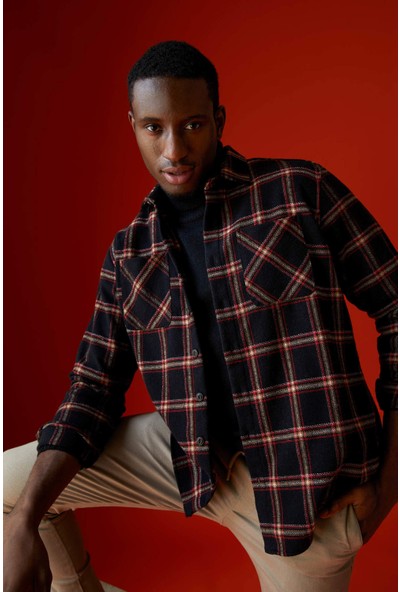 DeFacto Geri Dönüşümlü Relax Fit Uzun Kollu Gömlek V6163AZ21WN