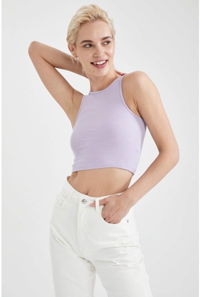 DeFacto Slim Fit Halter Yaka Pamuklu Crop Top U0357AZ21SP DeFacto Slim Fit Halter Yaka Pamuklu Crop Top U0357AZ21SP