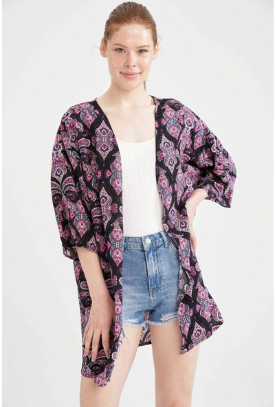 Defacto Etnik Desenli Viskon Yazlık Kimono U4350AZ21SM