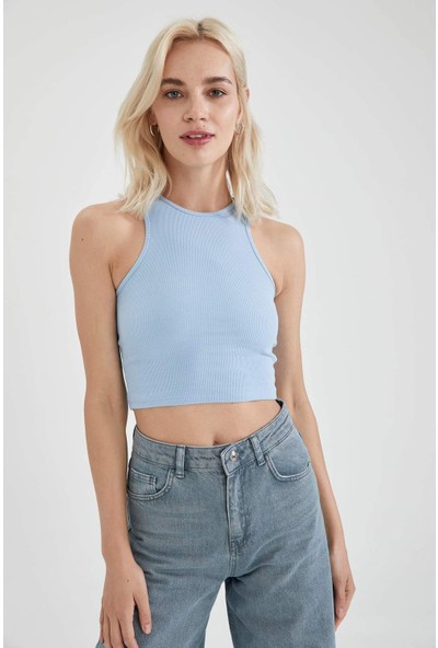 DeFacto Slim Fit Halter Yaka Pamuklu Crop Top U0357AZ21SP DeFacto Slim Fit Halter Yaka Pamuklu Crop Top U0357AZ21SP