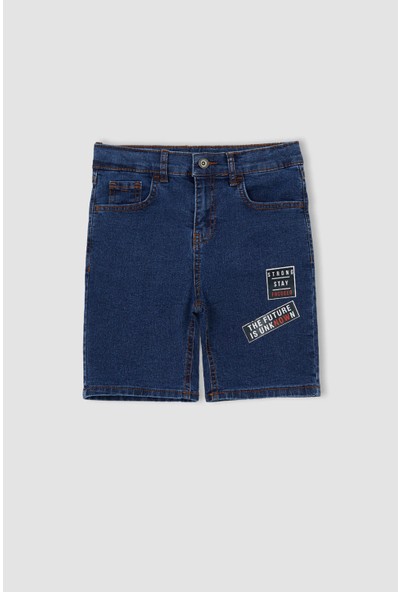 DeFacto Erkek Çocuk Relax Fit Baskılı Jean Bermuda Şort U0865A621SM DeFacto Erkek Çocuk Relax Fit Baskılı Jean Bermuda Şort U0865A621SM