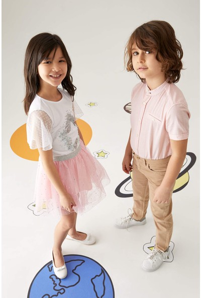 DeFacto Erkek Çocuk Slim Fit Düz Paça Gabardin Pantolon T0215A621SP