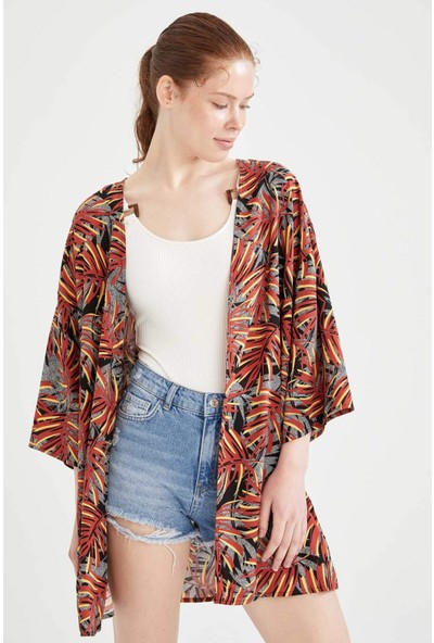 Defacto Tropik Desenli Viskon Yazlık Kimono U4345AZ21SM