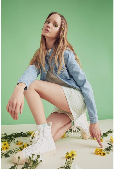 Defacto Beli Lastikli Pötikareli Mini Şort U3597AZ21SP