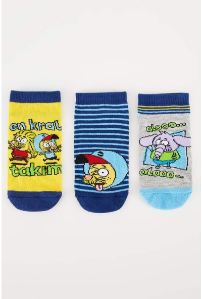 DeFacto Erkek Çocuk Kral Şakir Lisanslı Pamuklu 3'lü Kısa Çorap L8598A6NS