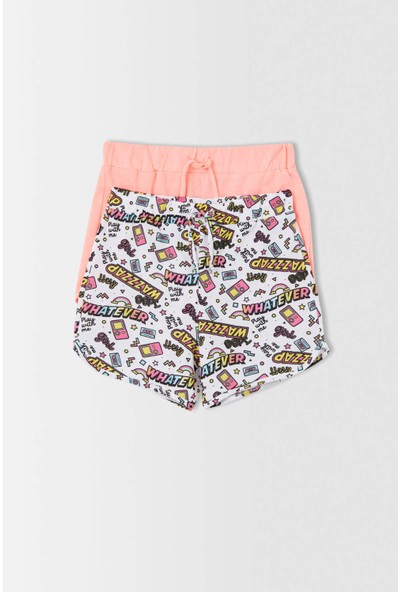 Defacto Kız Çocuk Desenli Esnek Belli 2'li Şort U3903A621SP