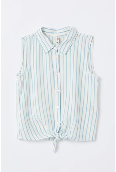 DeFacto Kız Çocuk Çizgili Bağlama Detaylı Kolsuz Gömlek T3983A621SM