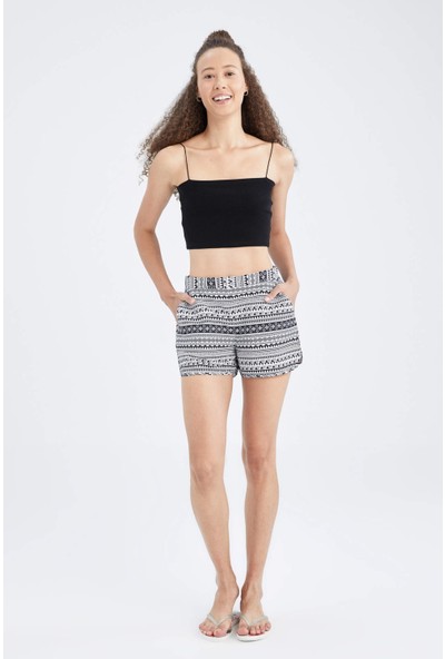 DeFacto Fall In Love Etnik Desenli Beli Bağcıklı Mini Yüzme Şortu T5232AZ22SM