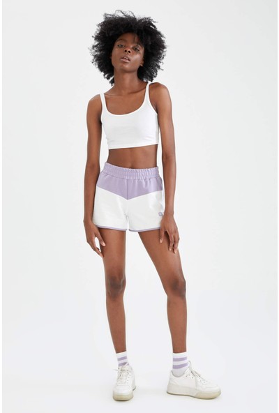 Defacto Renk Bloklu Baskılı Cepli Relax Fit Mini Şort U8110AZ21HS