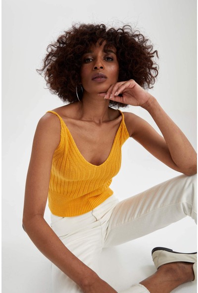 Defacto V Yaka Askılı Triko Atlet V0699AZ21SP