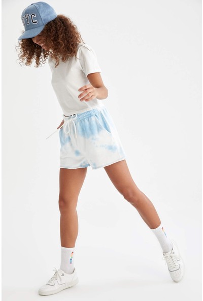 Defacto Batik Baskılı Cepli Beli Bağcıklı Relax Fit Mini Şort U7223AZ21HS